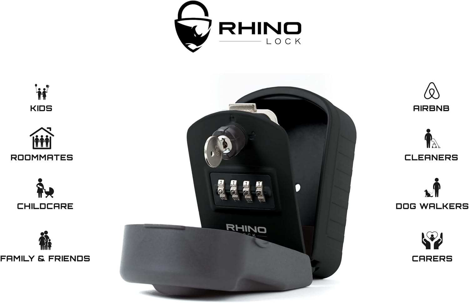 Rhino Lock Secure Pro Black Weather-Resistant Wall-Mounted Key Safe ...